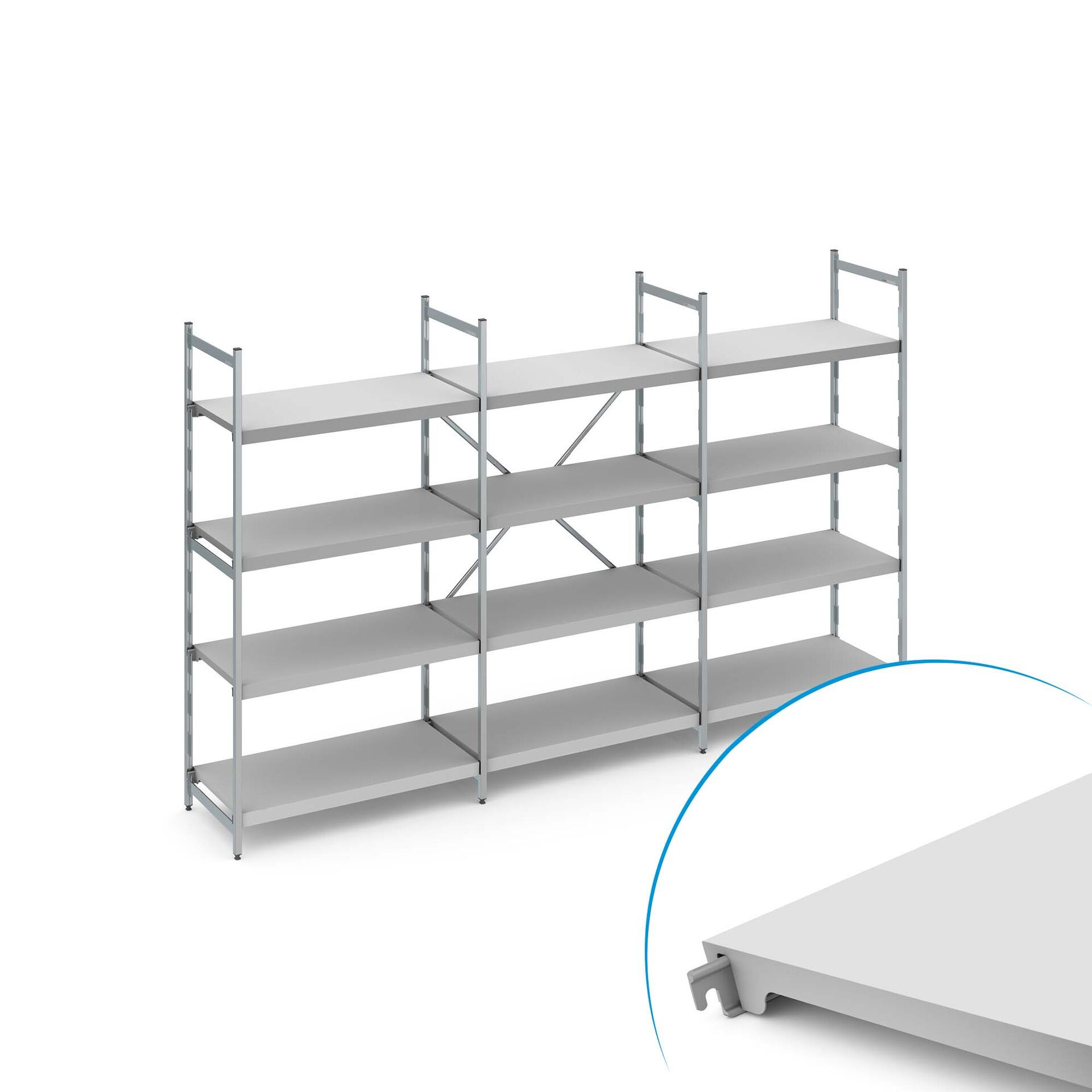 Norm 12 Standregal-Set mit geschlossener Auflage, Abmessungen: 4050 × ...