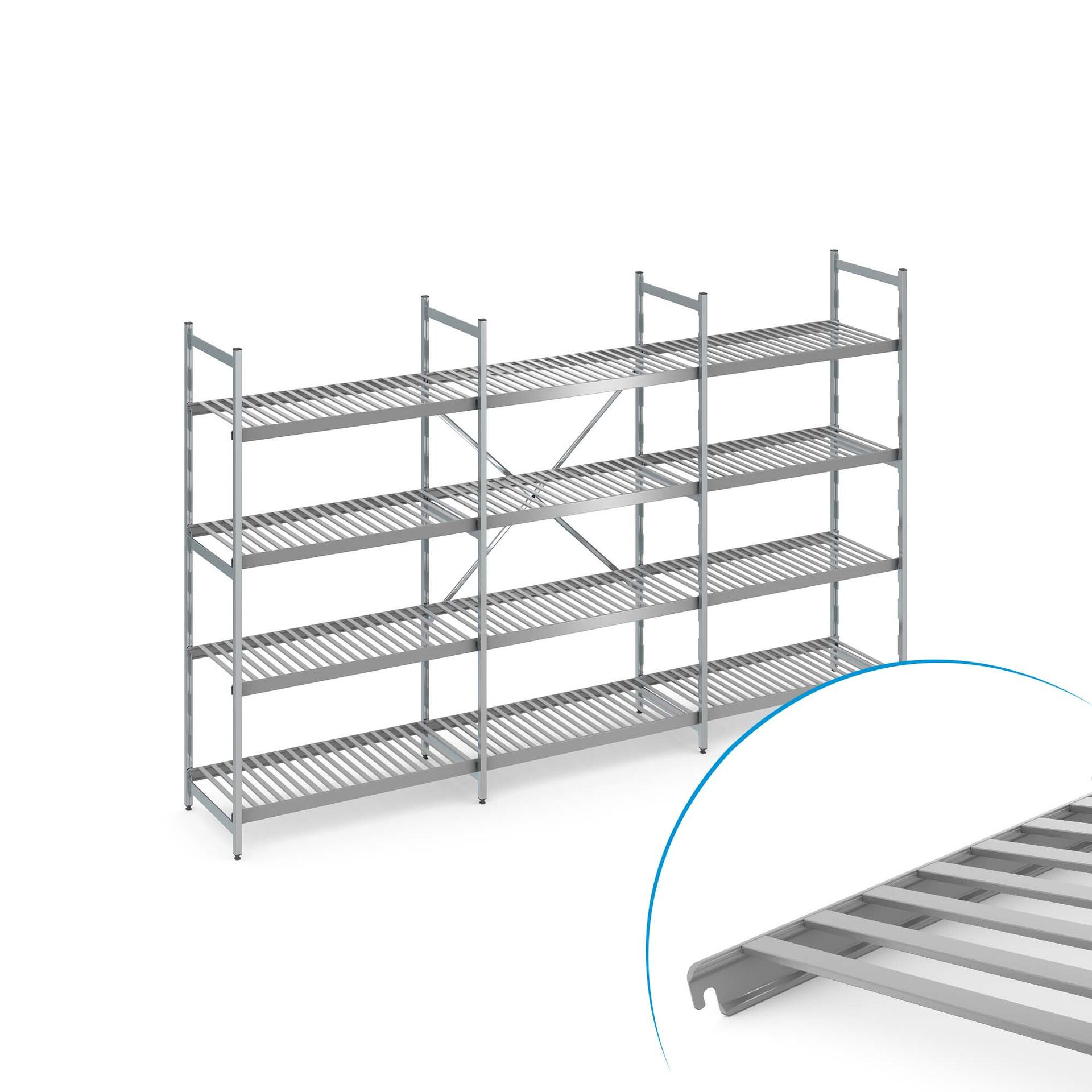 Stationary shelving set norm 20 with slatted shelf | Stationary ...